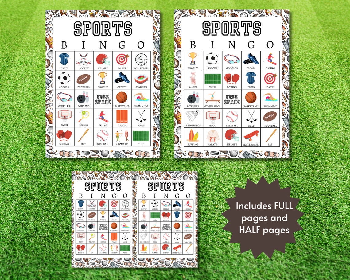 Sports Bingo Cards, Printable Athlete Party Game for Kids, Teens, and ...