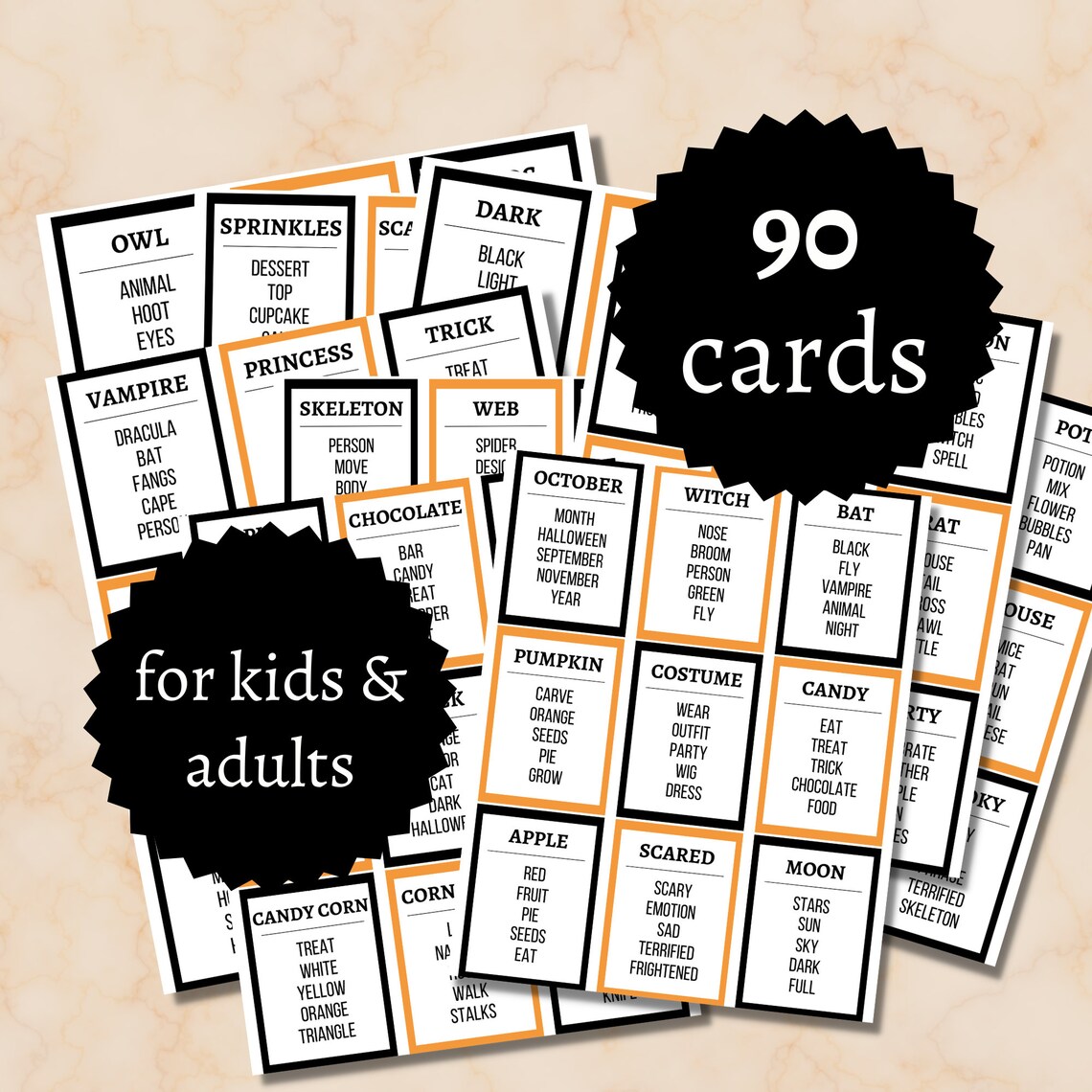 Halloween Taboo Game, Printable Halloween Party Game, October Family ...