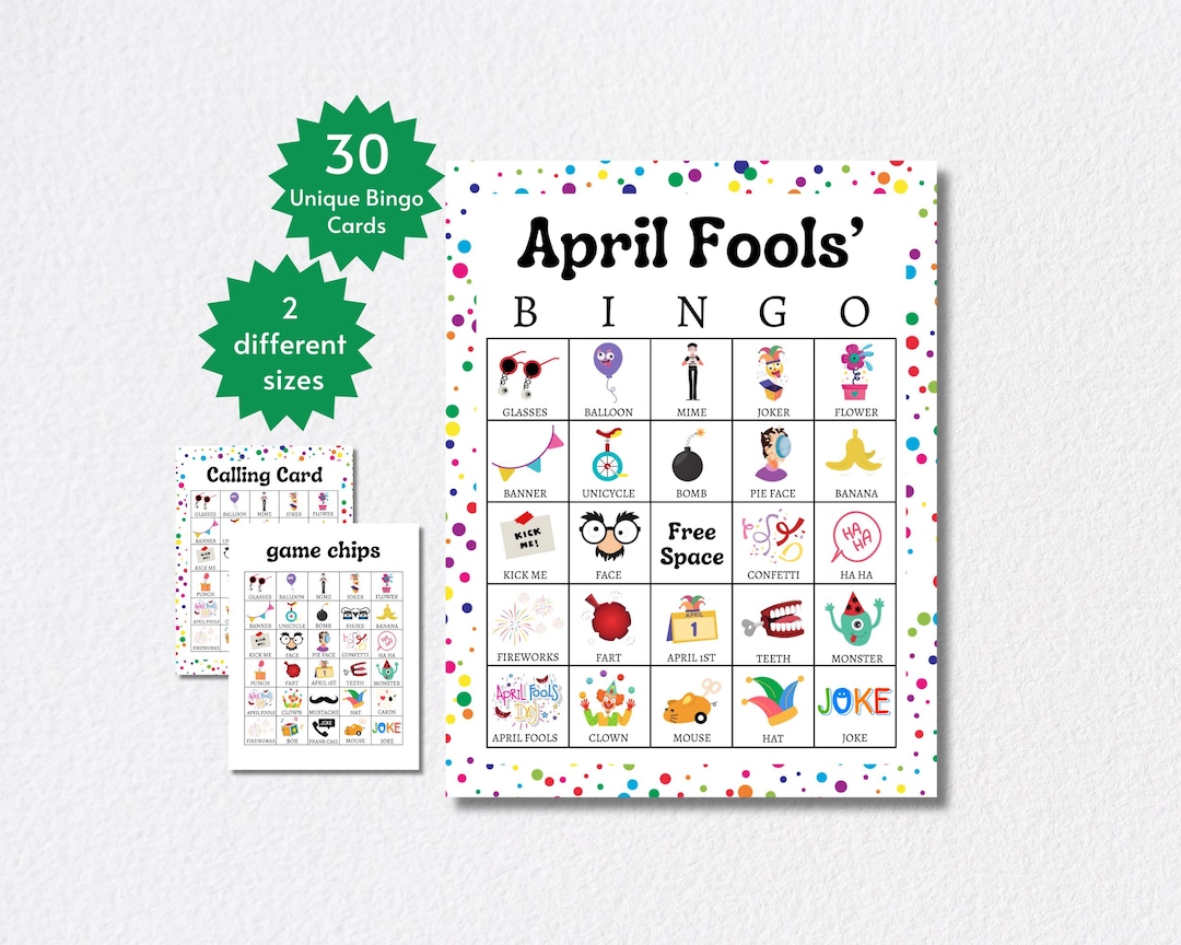 April Fools Day Bingo, Printable April 1st Party Game for Kids, Teens ...