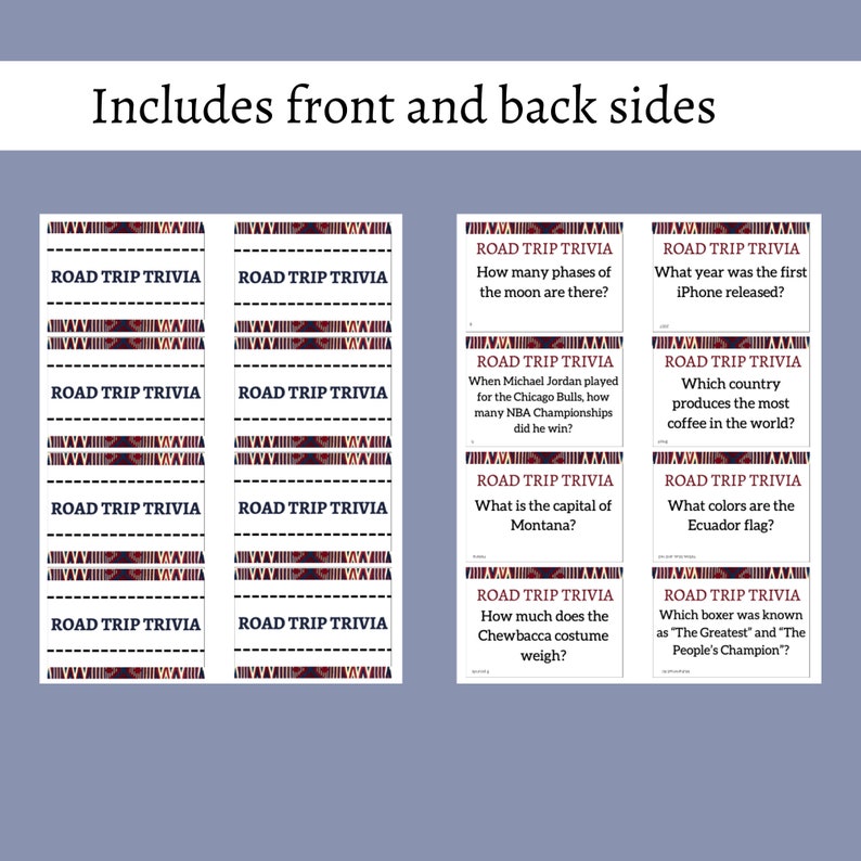Road Trip Trivia Cards, Printable Road Trip Conversation Starters for ...