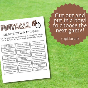 Football Minute to Win It Games, Printable Football Party Game ...