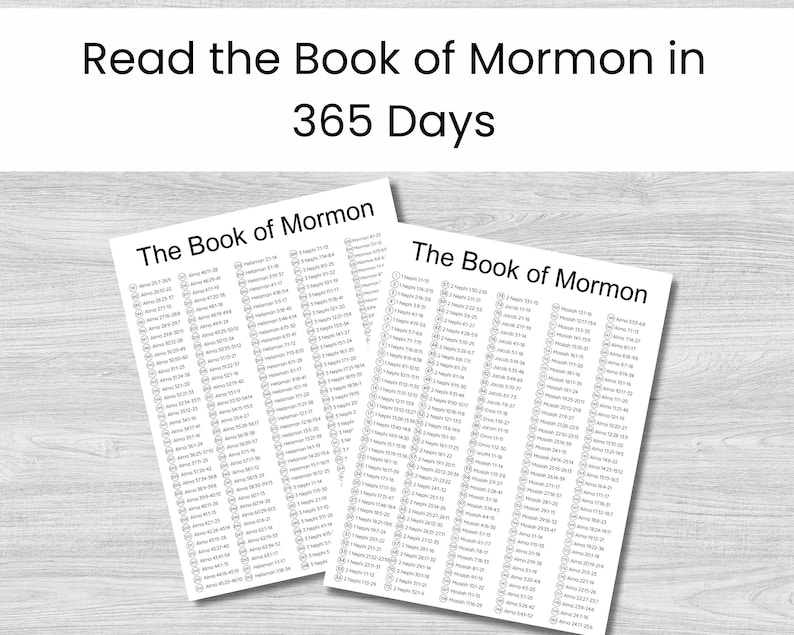 365 Days Book of Mormon Reading Chart, LDS Daily Scripture Reading ...