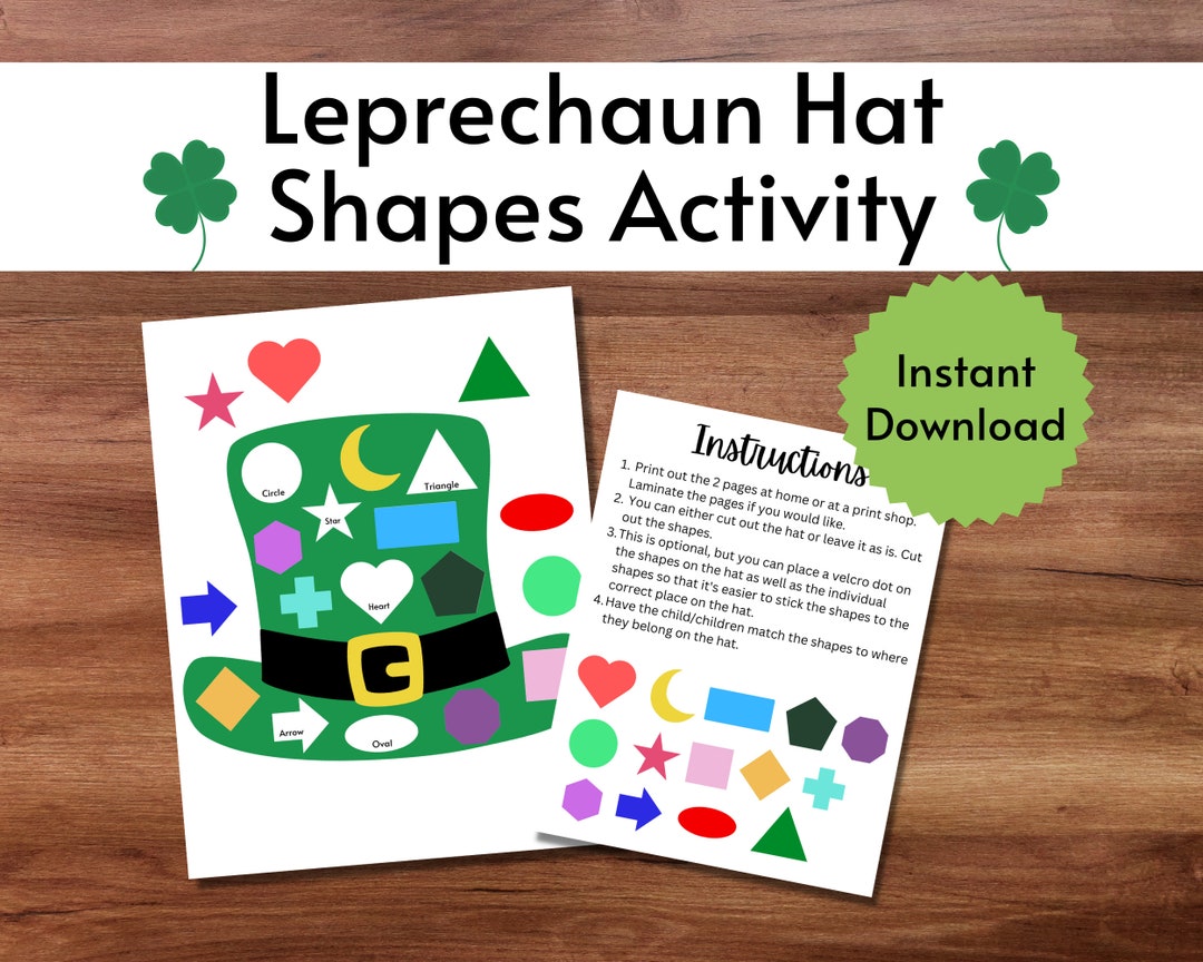 Leprechaun Hat Shapes Learning Activity, Printable St. Patrick's Day ...