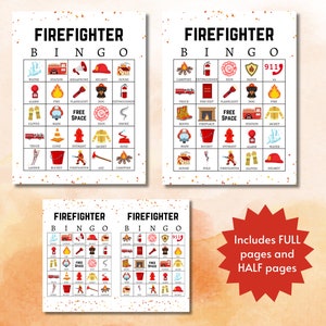Firefighter Bingo Cards, Printable Fireman Party Game for Kids - Etsy