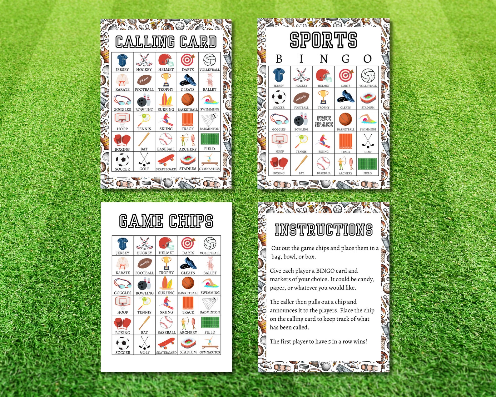 Sports Bingo Cards, Printable Athlete Party Game for Kids, Teens, and ...