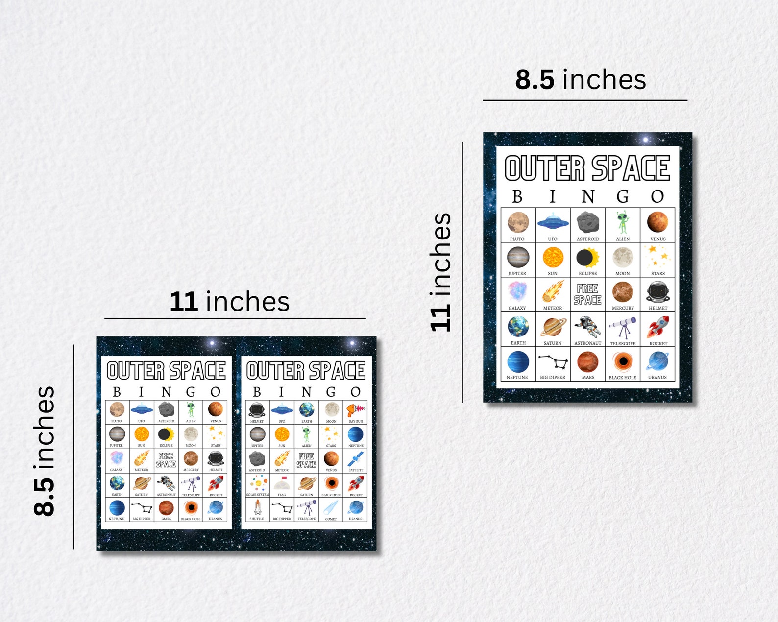 Outer Space Bingo Cards, Solar System Party Game, Printable Planet ...