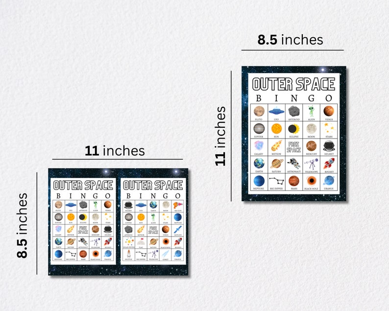Outer Space Bingo Cards, Solar System Party Game, Printable Planet ...