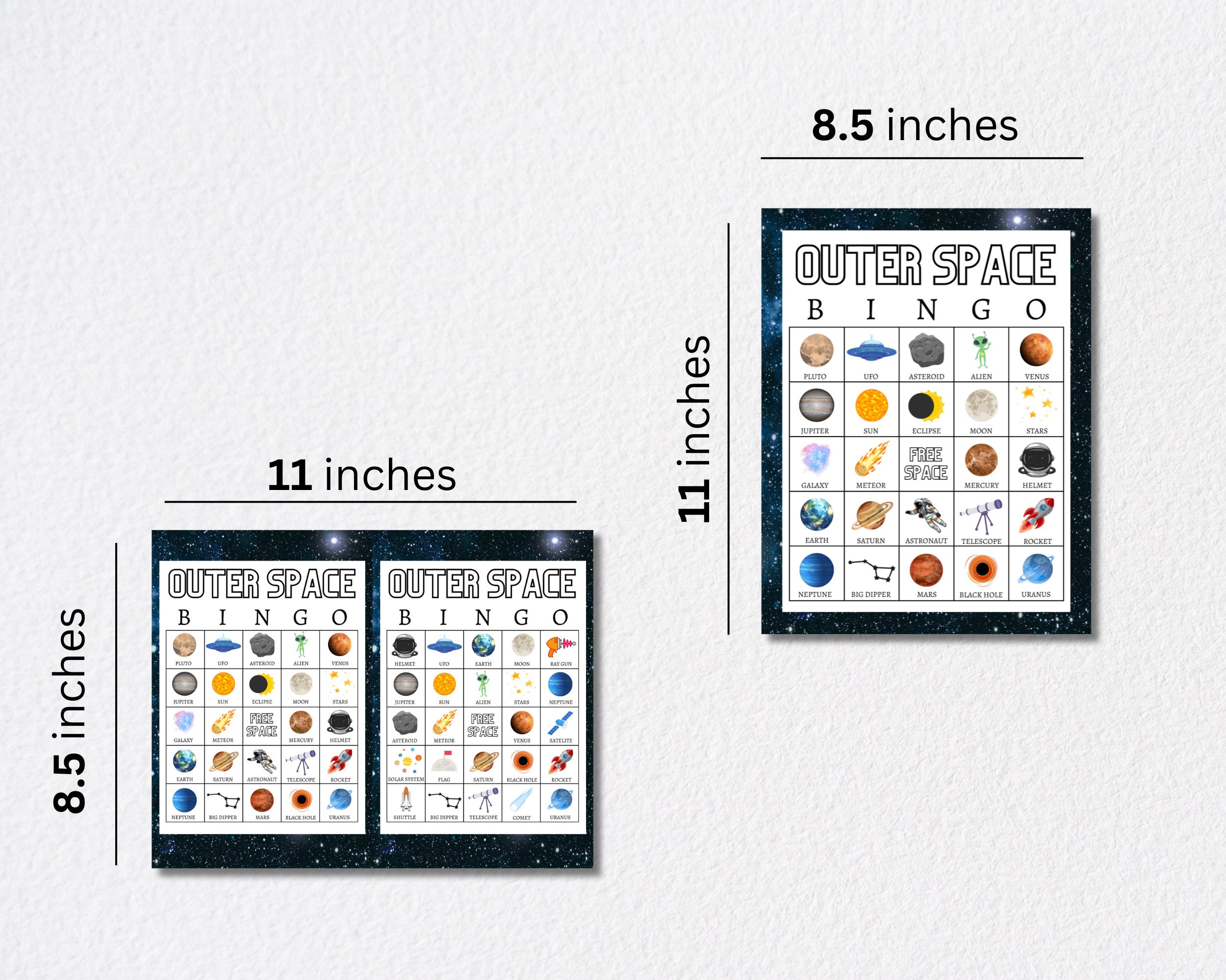 Outer Space Bingo Cards, Solar System Party Game, Printable Planet ...