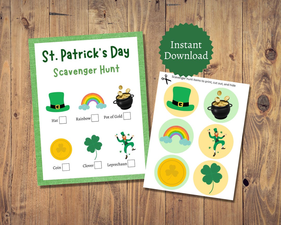 St. Patrick's Day Scavenger Hunt for Little Kids, Printable March Party ...