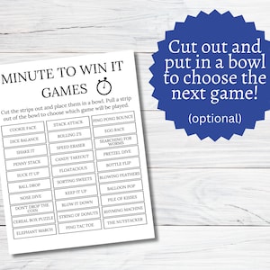 Minute to Win It Games, Printable Family Party Games for Kids, Teens ...
