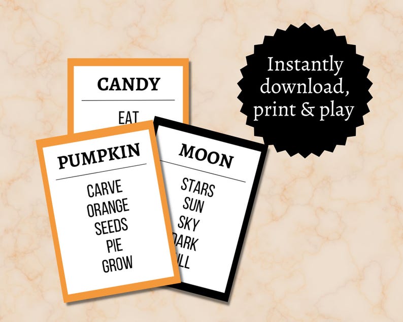 Halloween Taboo Game, Printable Halloween Party Game, October Family ...