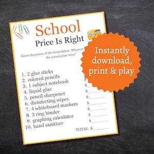 Back to School Price is Right Game, Printable Classroom Activity ...
