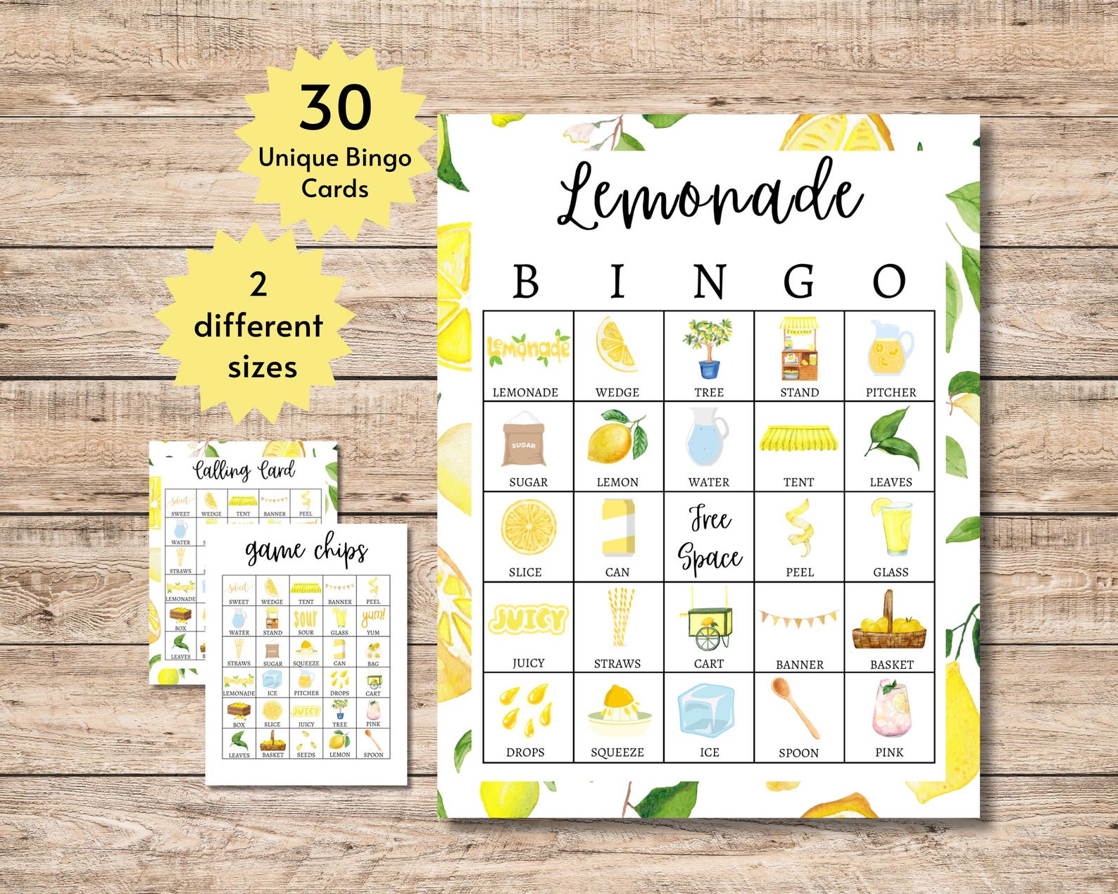 Lemonade Bingo Cards, Printable Lemon-themed Party Game for Kids and ...