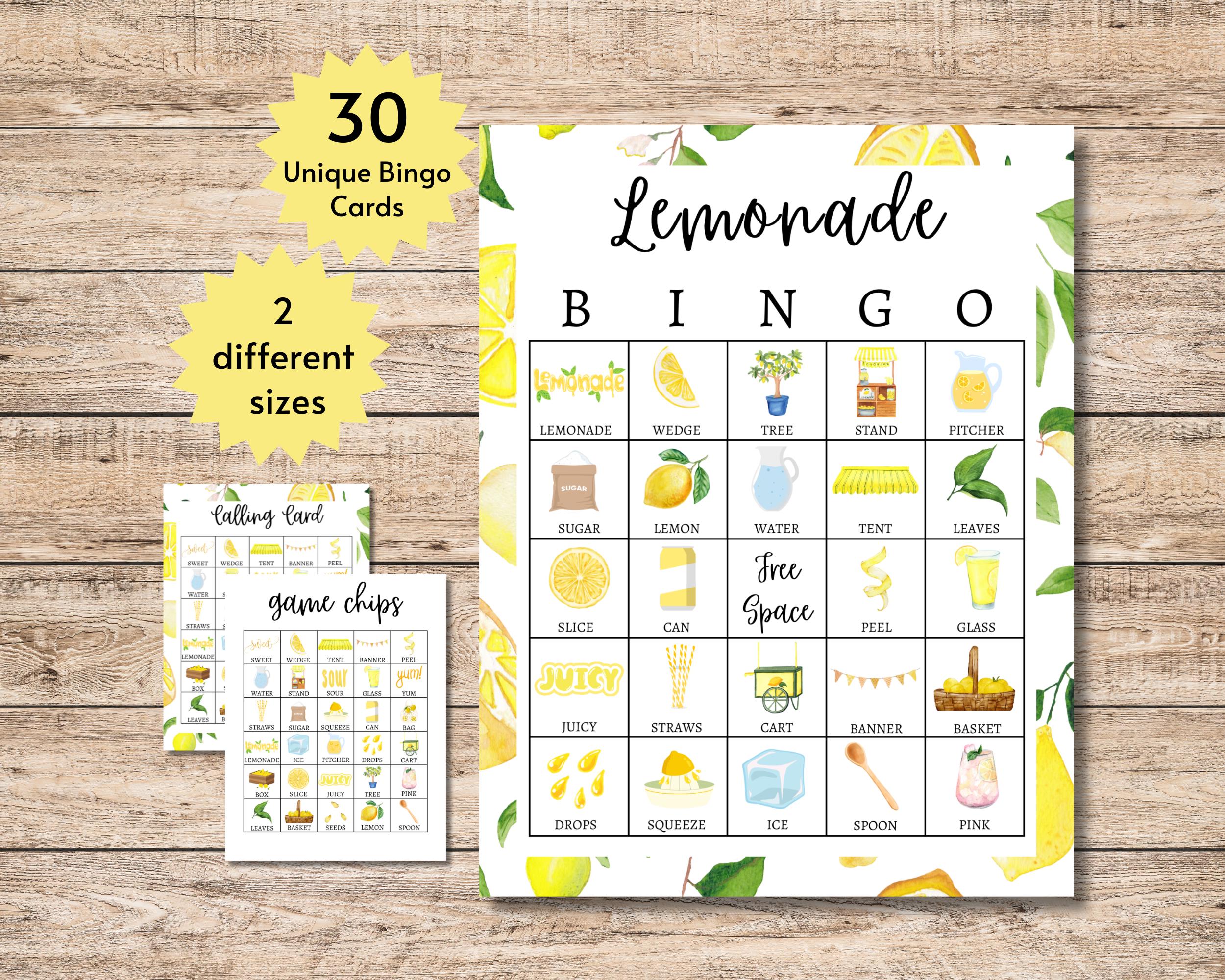 Lemonade Bingo Cards, Printable Lemon-themed Party Game for Kids and ...
