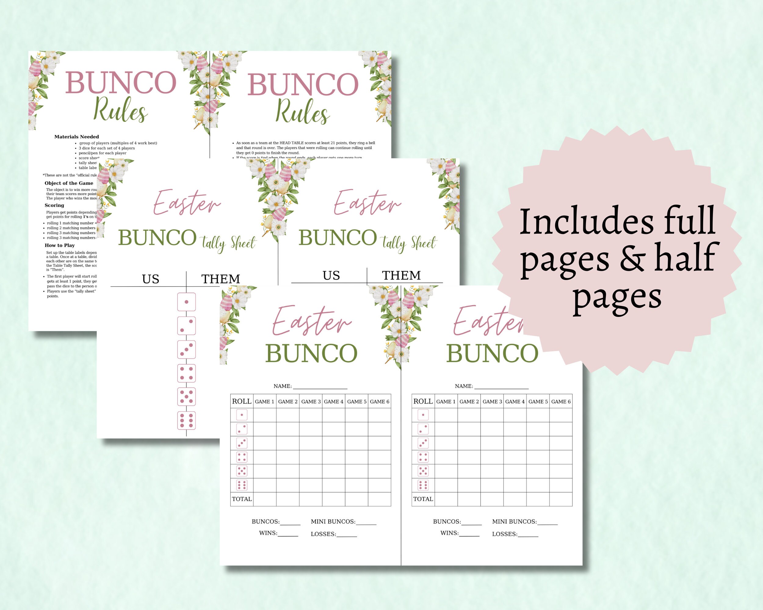 Easter Bunco Bundle, Printable Easter Party Game for Groups, Dice ...