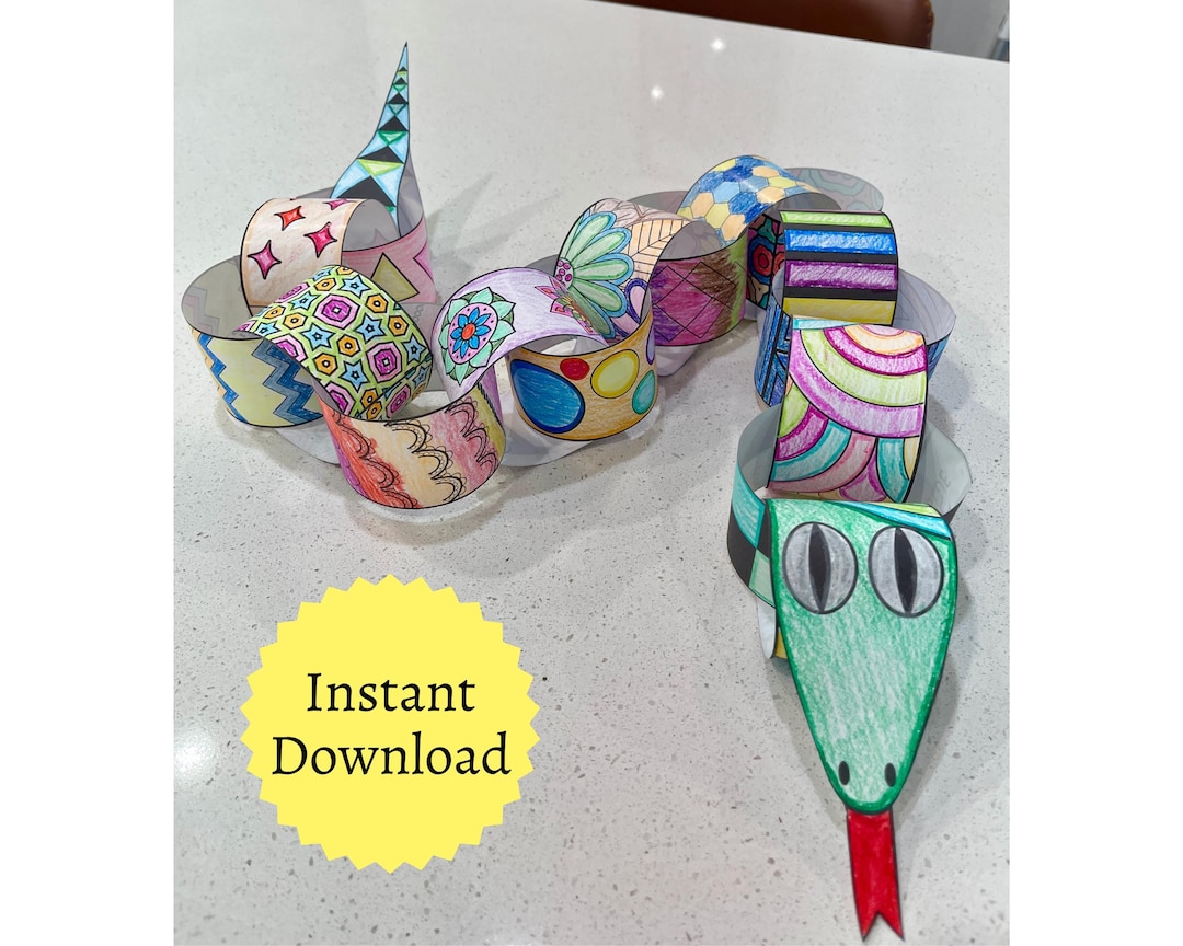 Paper Chain Snake Craft, Printable 3D Art Activity for Kids - Etsy