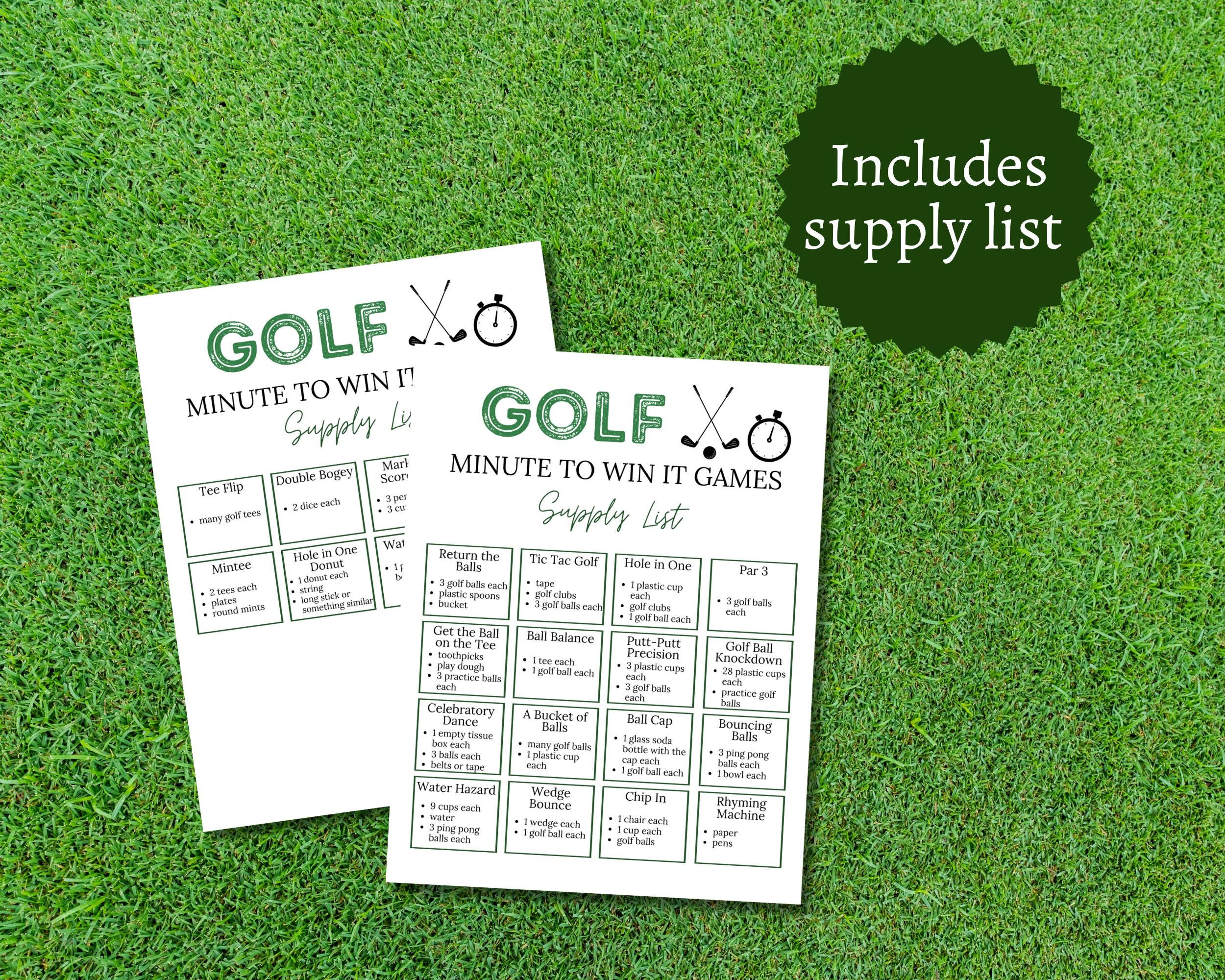 Golf Minute to Win It Party Games, Printable Indoor Golf Activities for ...