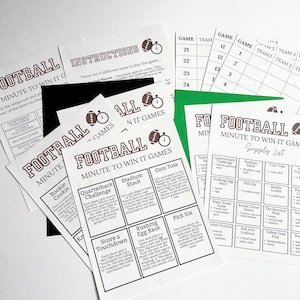 Football Minute to Win It Games, Printable Football Party Game ...