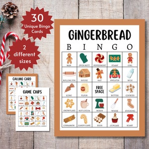 Gingerbread Bingo Cards, Printable Christmas Party Game, Holiday ...