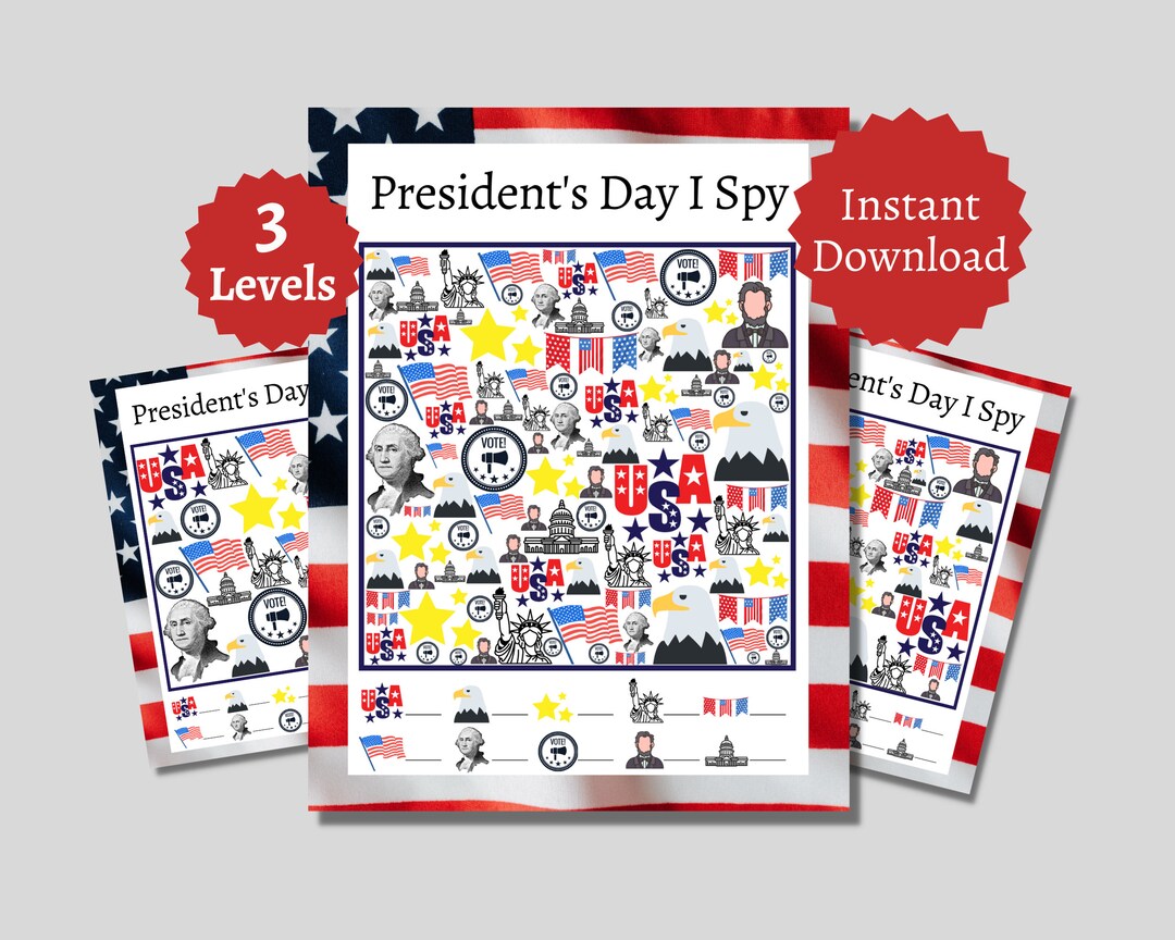 President's Day I Spy Game, Printable Presidents Counting Activity for ...