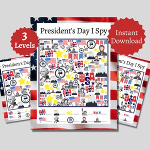 President's Day I Spy Game, Printable Presidents Counting Activity for ...