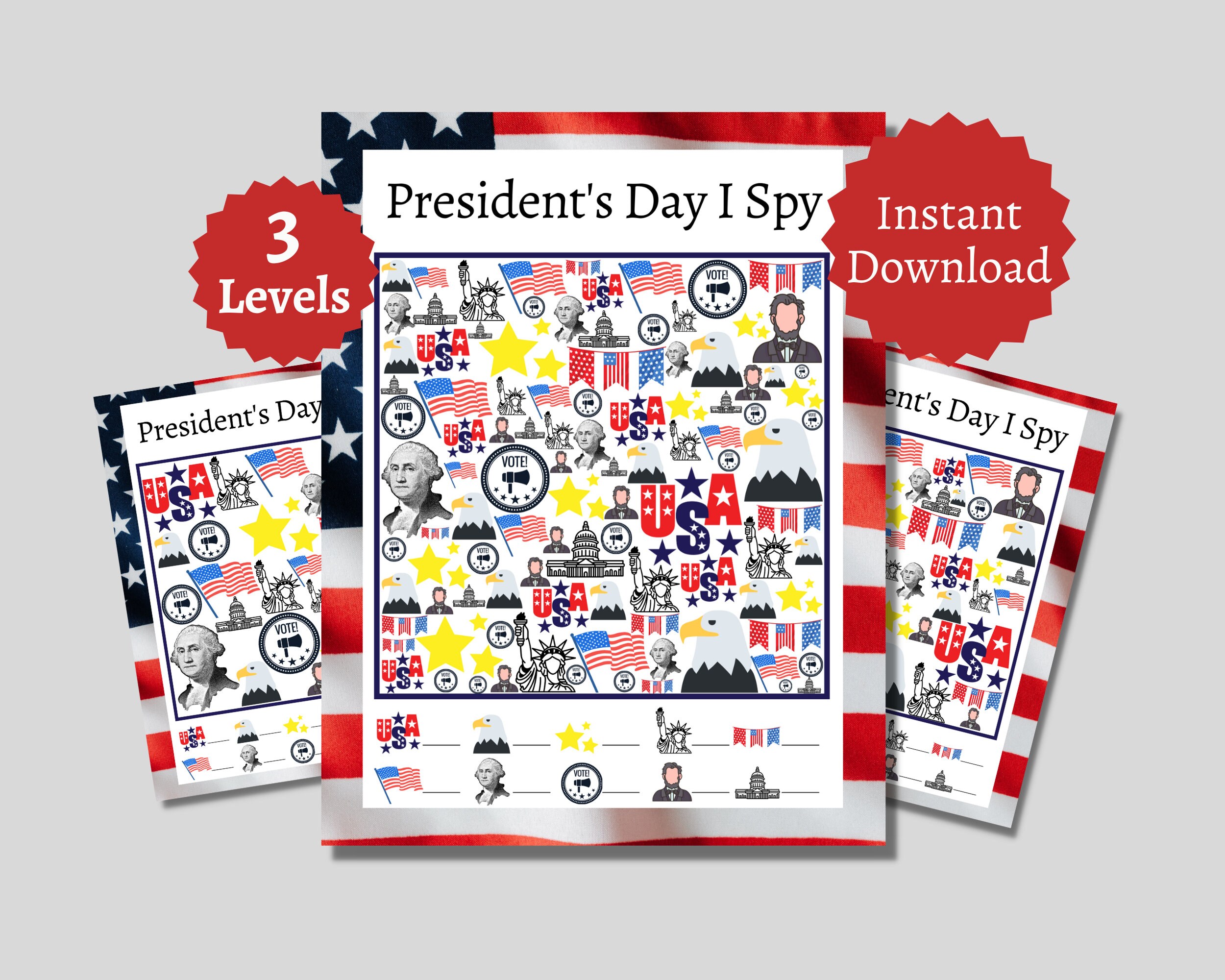 President's Day I Spy Game, Printable Presidents Counting Activity for ...