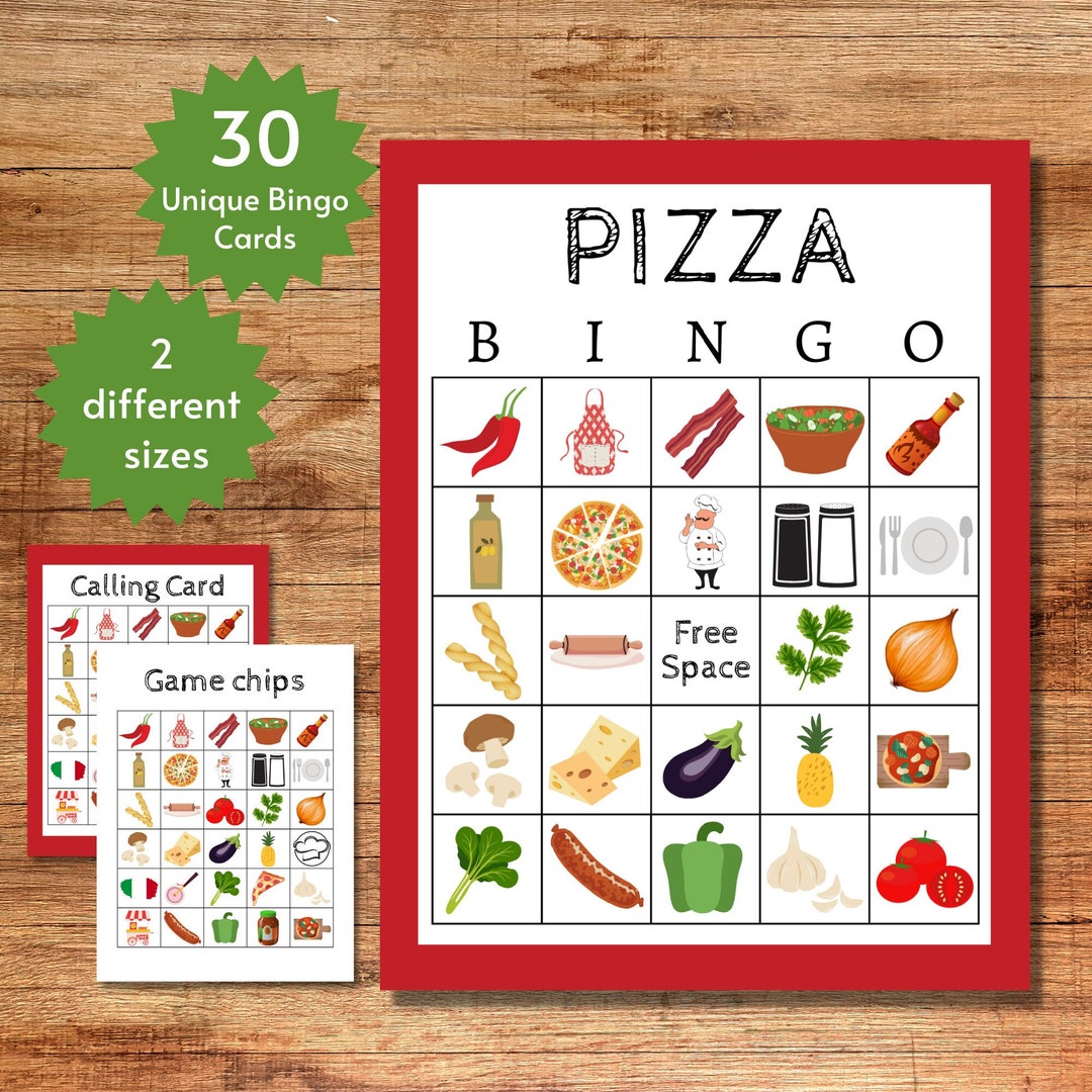 Pizza Bingo Pizza Party Games Printable Pizza Party - Etsy