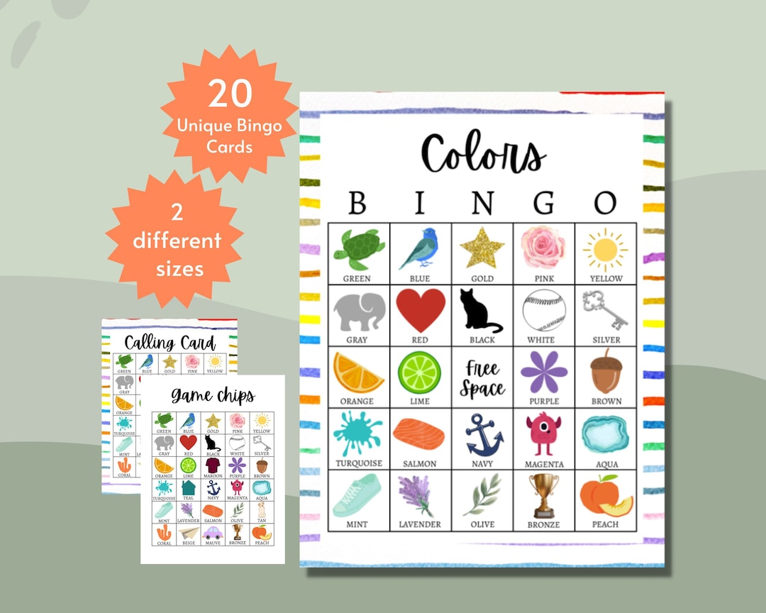 Colors Bingo Cards Bundle, Printable Color Learning Game for Kids ...