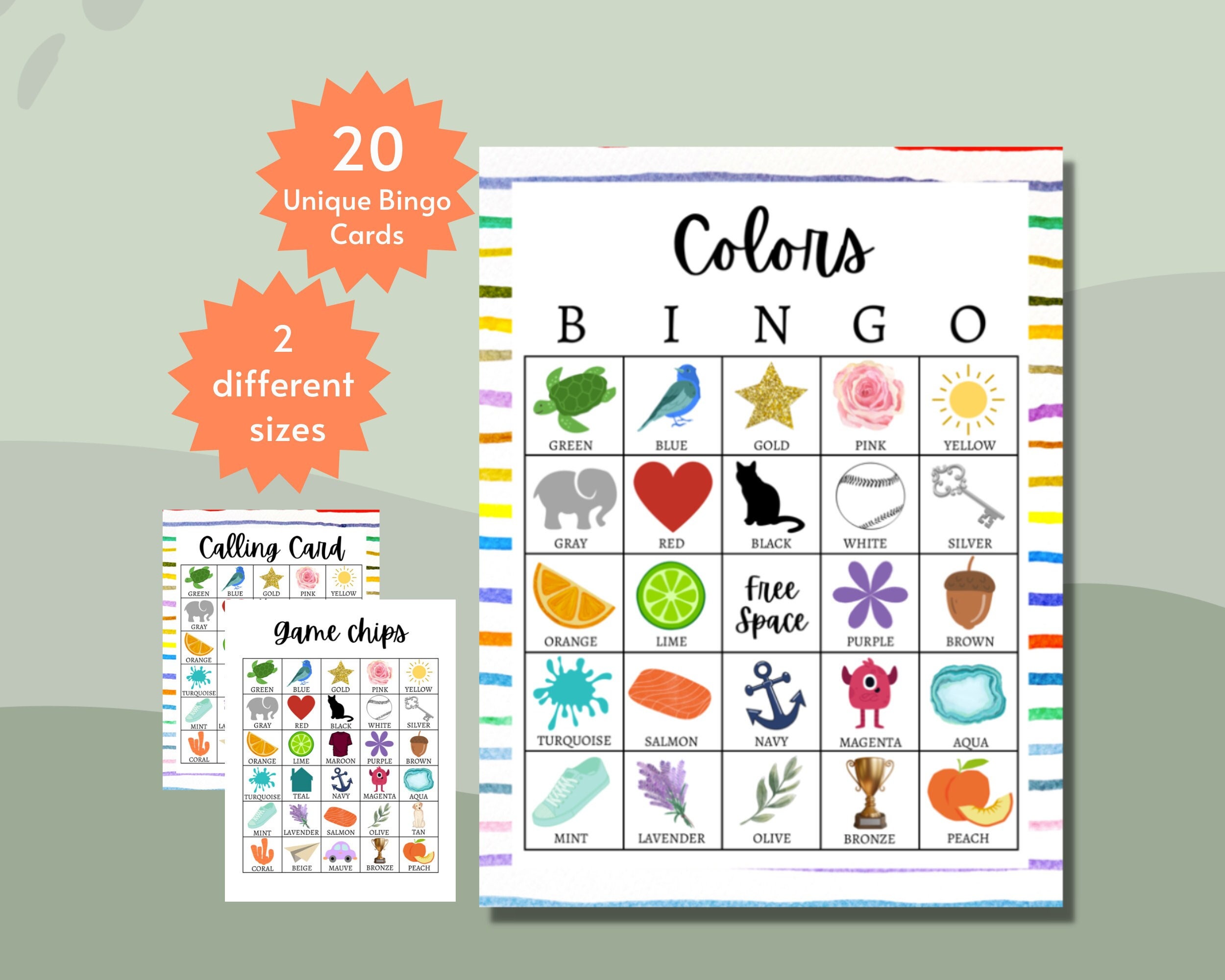Colors Bingo Cards Bundle, Printable Color Learning Game for Kids ...