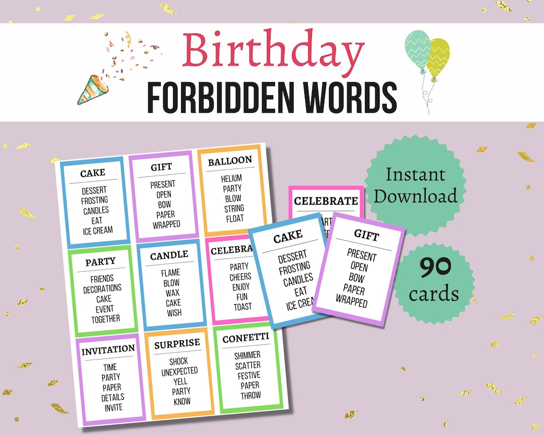 Birthday Party Game, Printable Birthday Card Game for Kids, Teens, and ...