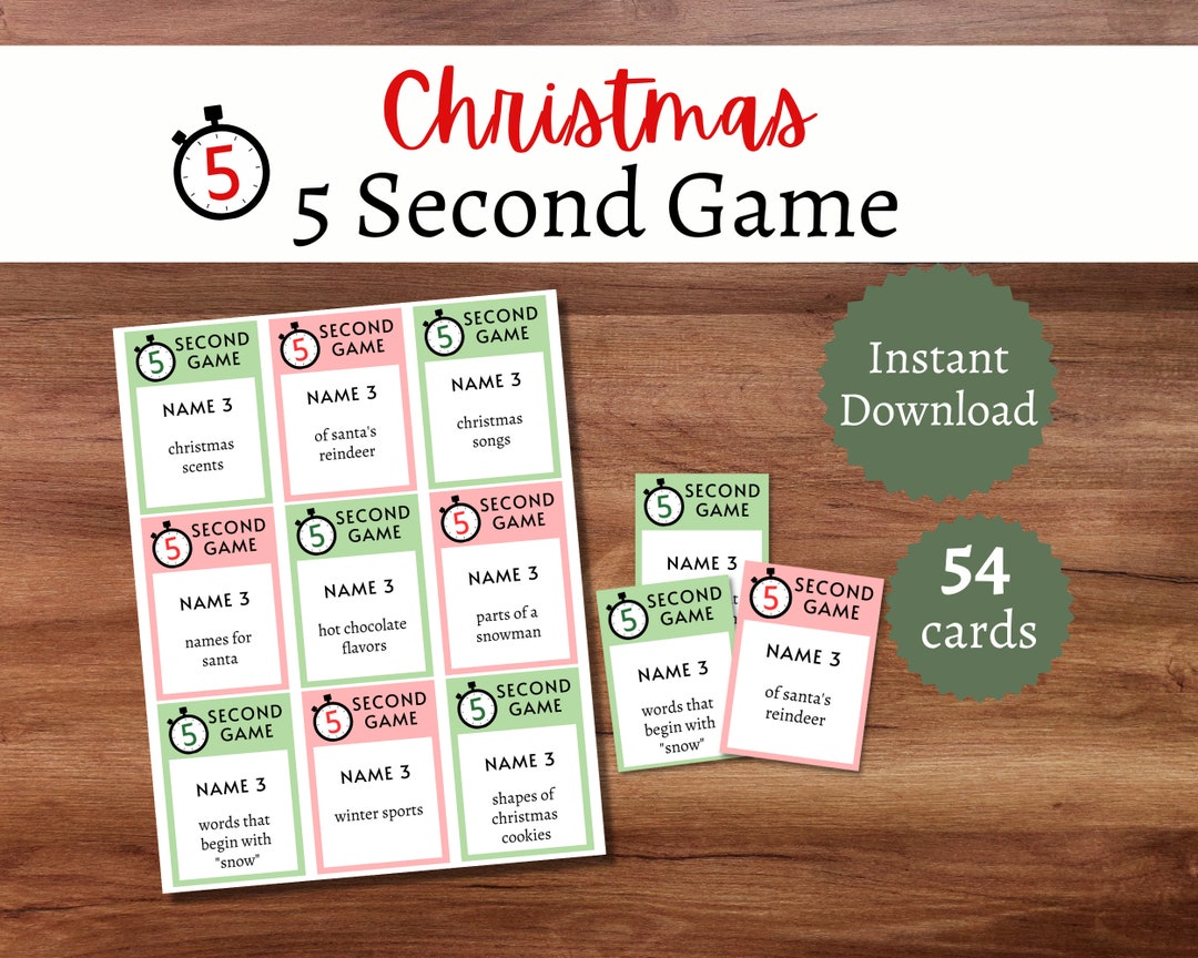 Christmas 5 Second Game, Christmas Games Printable, Christmas Party ...
