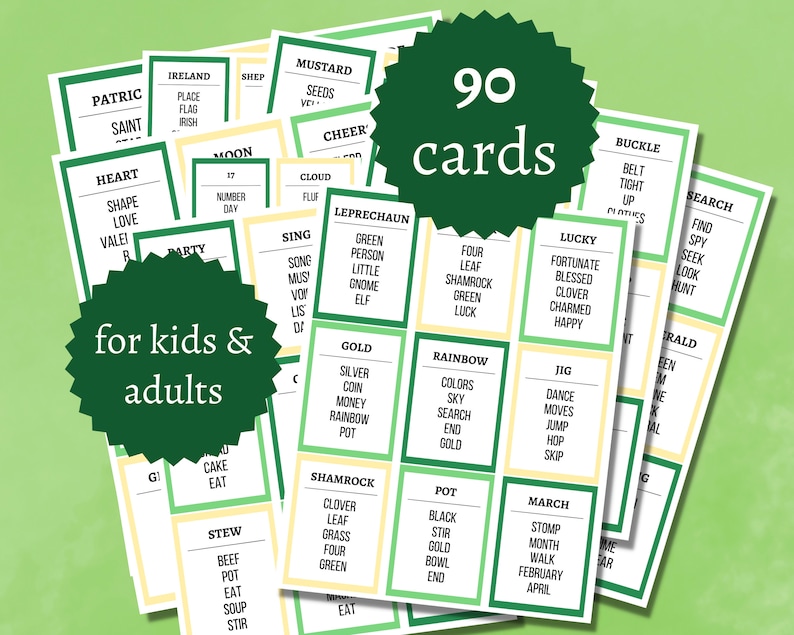St. Patrick's Day Taboo Game, Printable Party Game for Kids, Teens, and ...