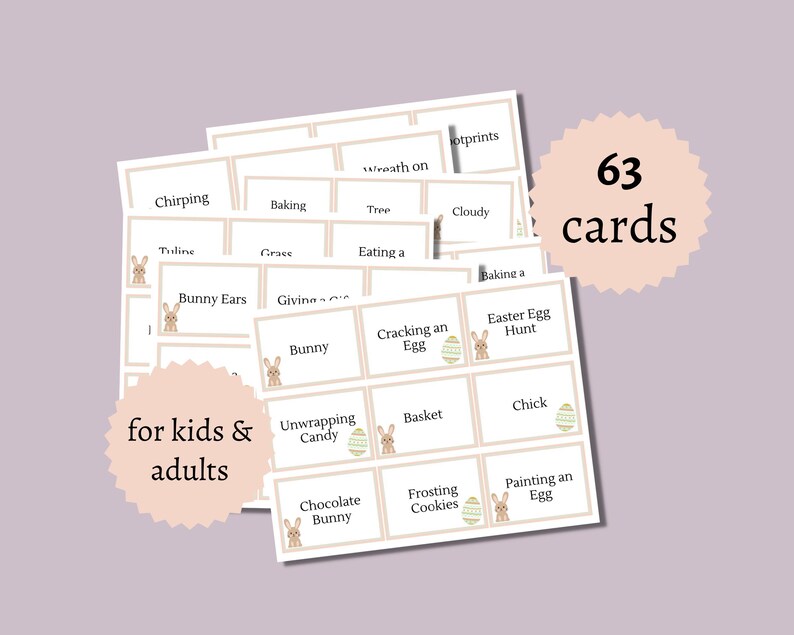 Easter Charades and Pictionary Cards, Printable Easter Party Game for ...