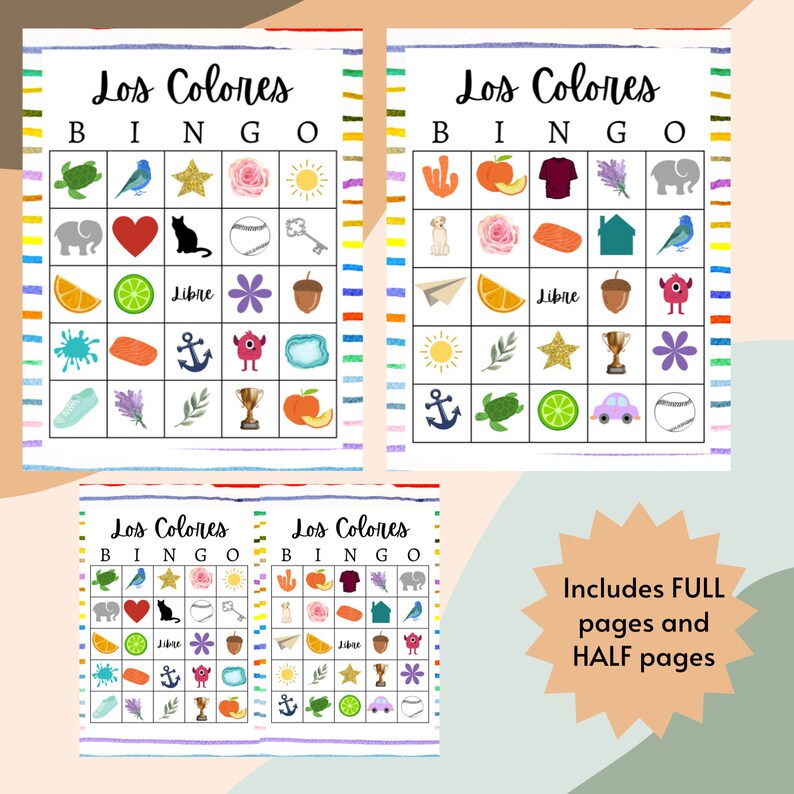 Spanish Colors Bingo Game: Kids Learning Activity (digital Download) - Etsy