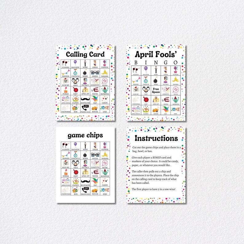 April Fools Day Bingo, Printable April 1st Party Game for Kids, Teens ...
