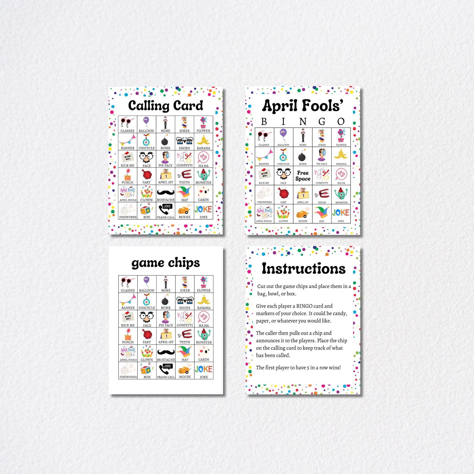 April Fools Day Bingo, Printable April 1st Party Game for Kids, Teens ...
