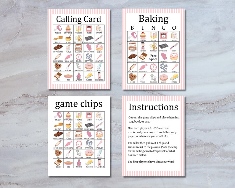 Baking Bingo Cards Bundle, Printable Baking Birthday Party Game for ...