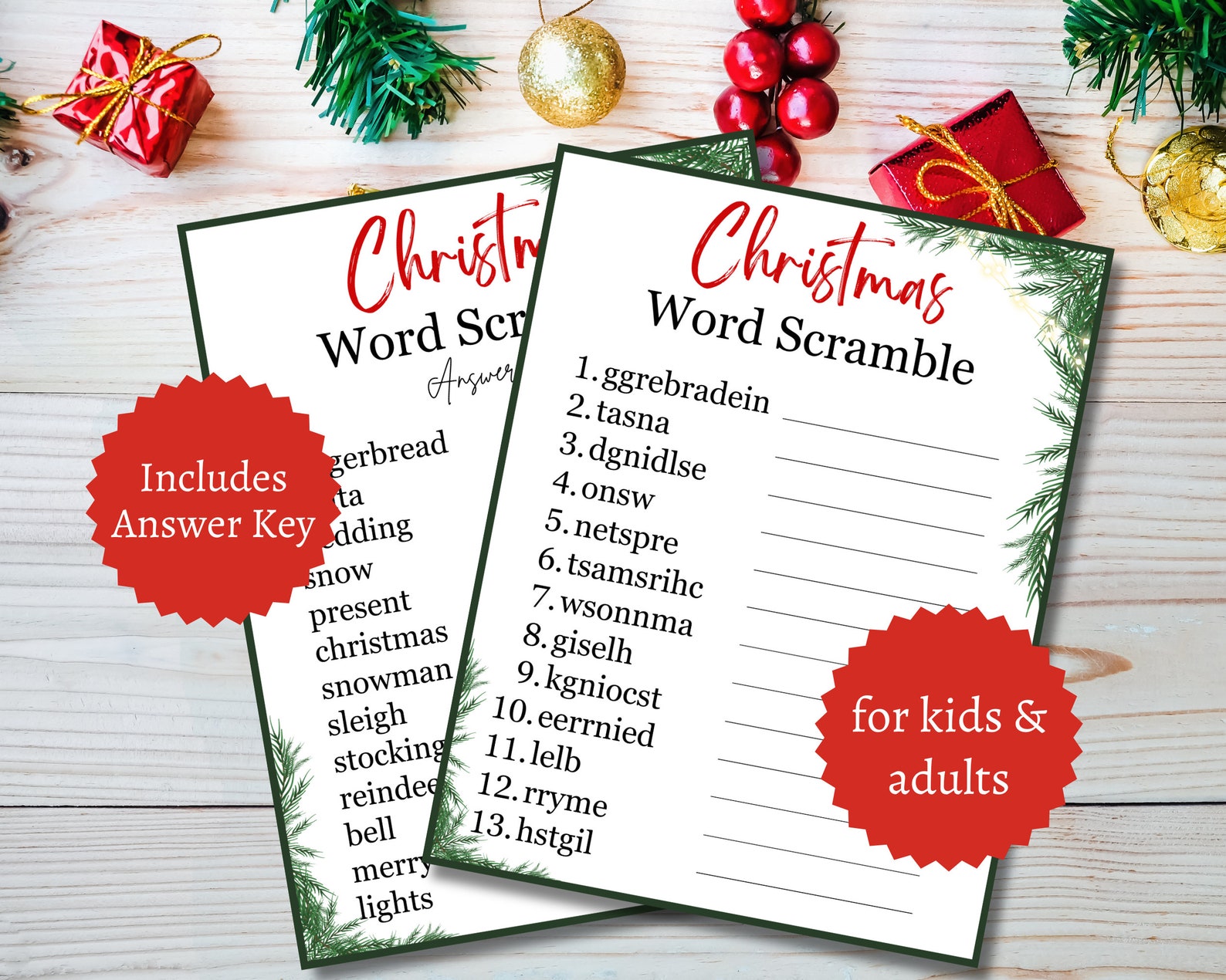 Christmas Word Scramble Game, Christmas Party Game Printable, Family ...