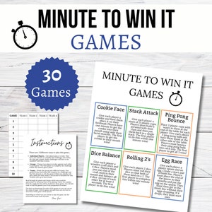 Minute to Win It Games, Printable Family Party Games for Kids, Teens ...