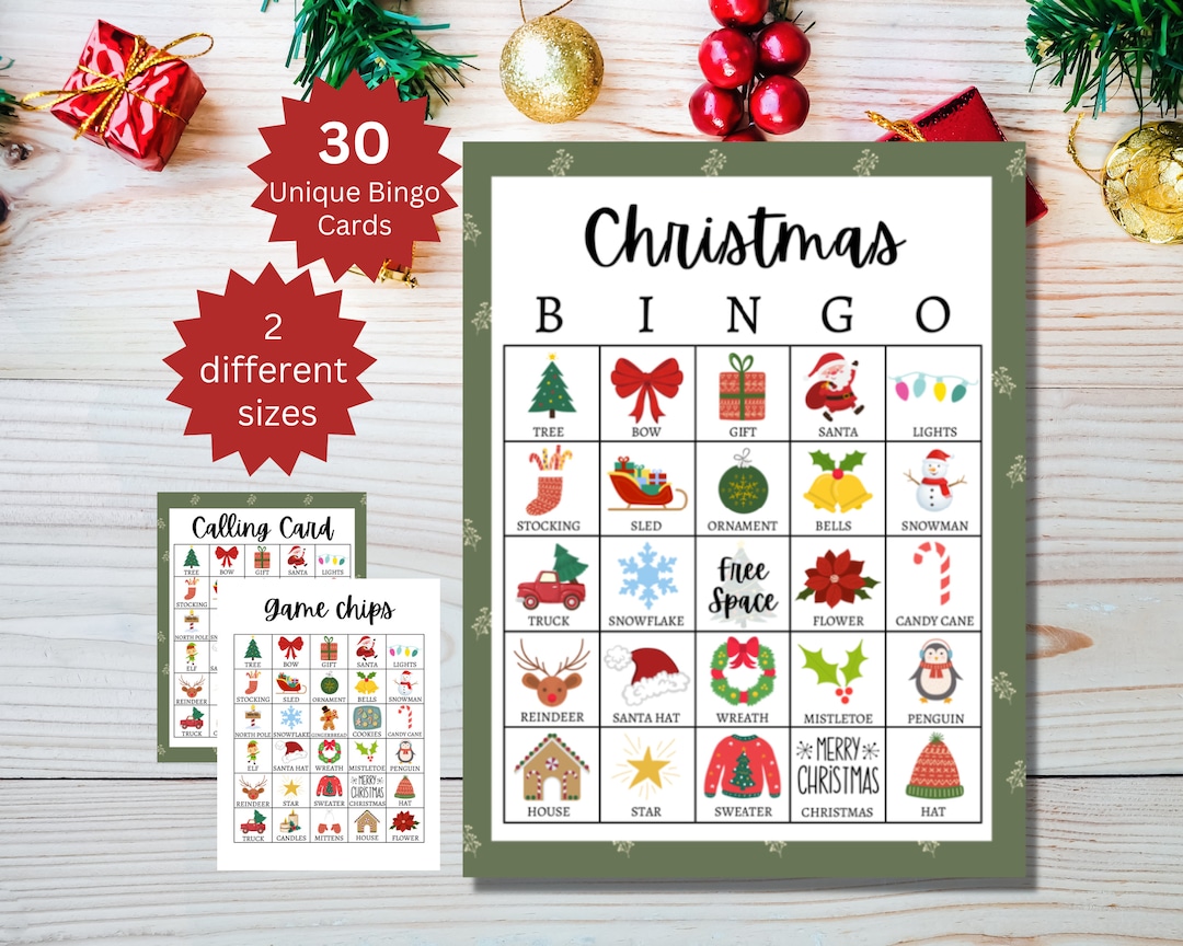 Christmas Bingo Cards, Printable Holiday Activity for Kids, Teens, and ...
