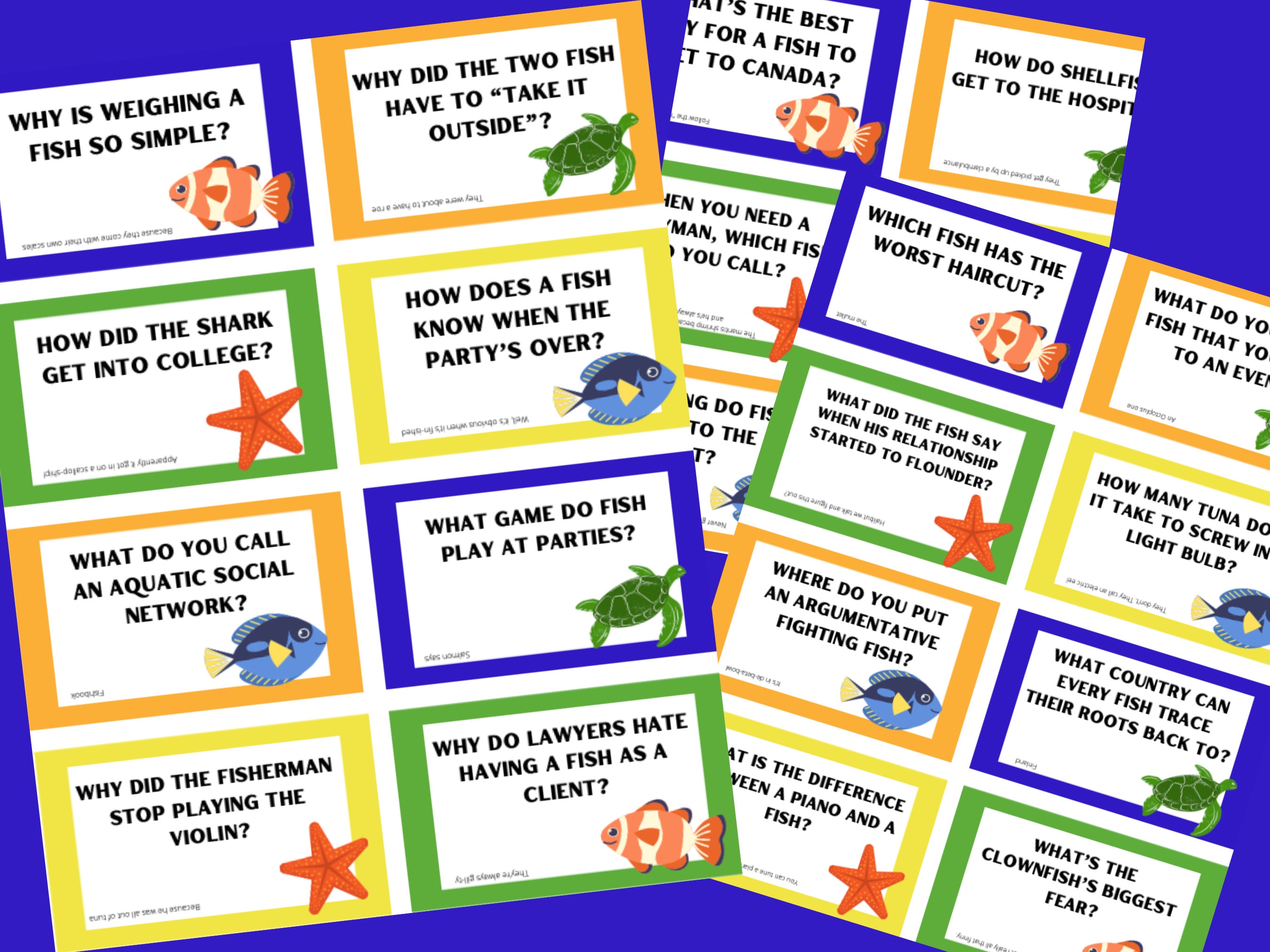 Fish Joke Cards, Printable Fishing-themed Party Activity for Kids ...