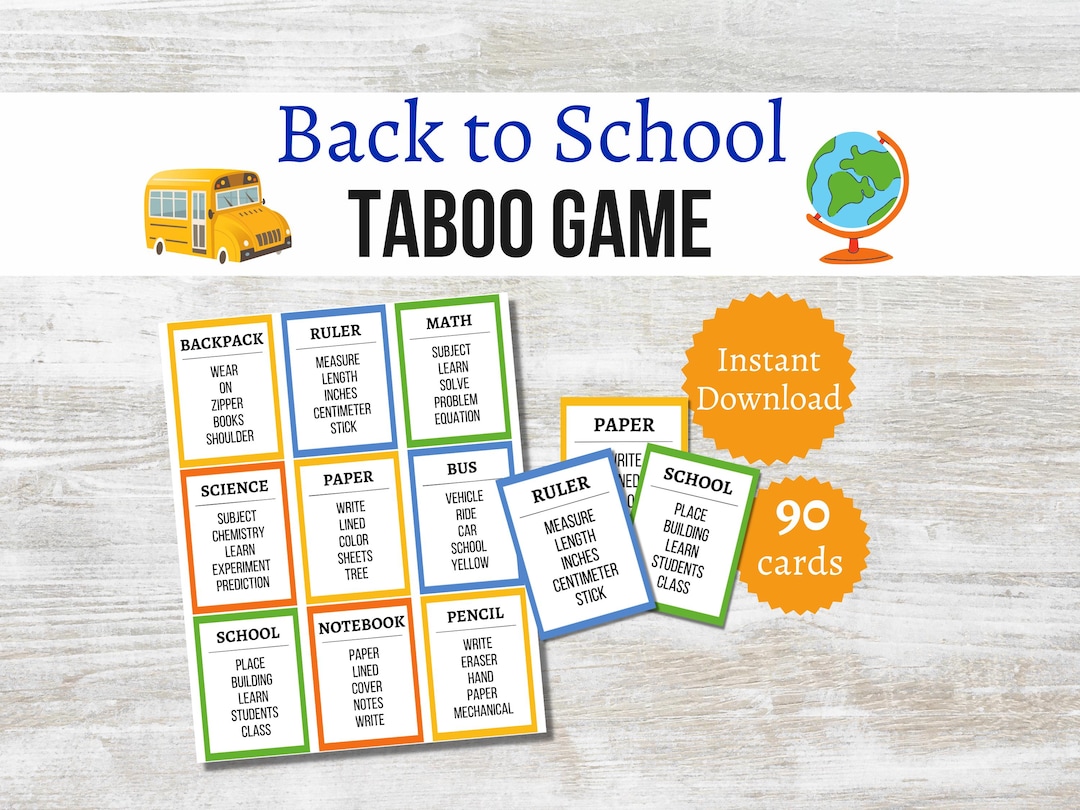 School Taboo Game, Classroom Party Game for Kids, Teens, and Adults ...