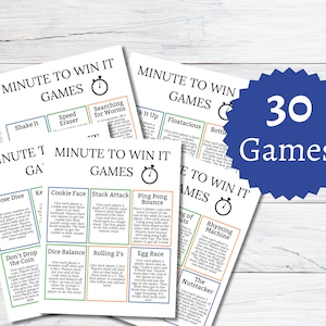 Minute to Win It Games, Printable Family Party Games for Kids, Teens ...