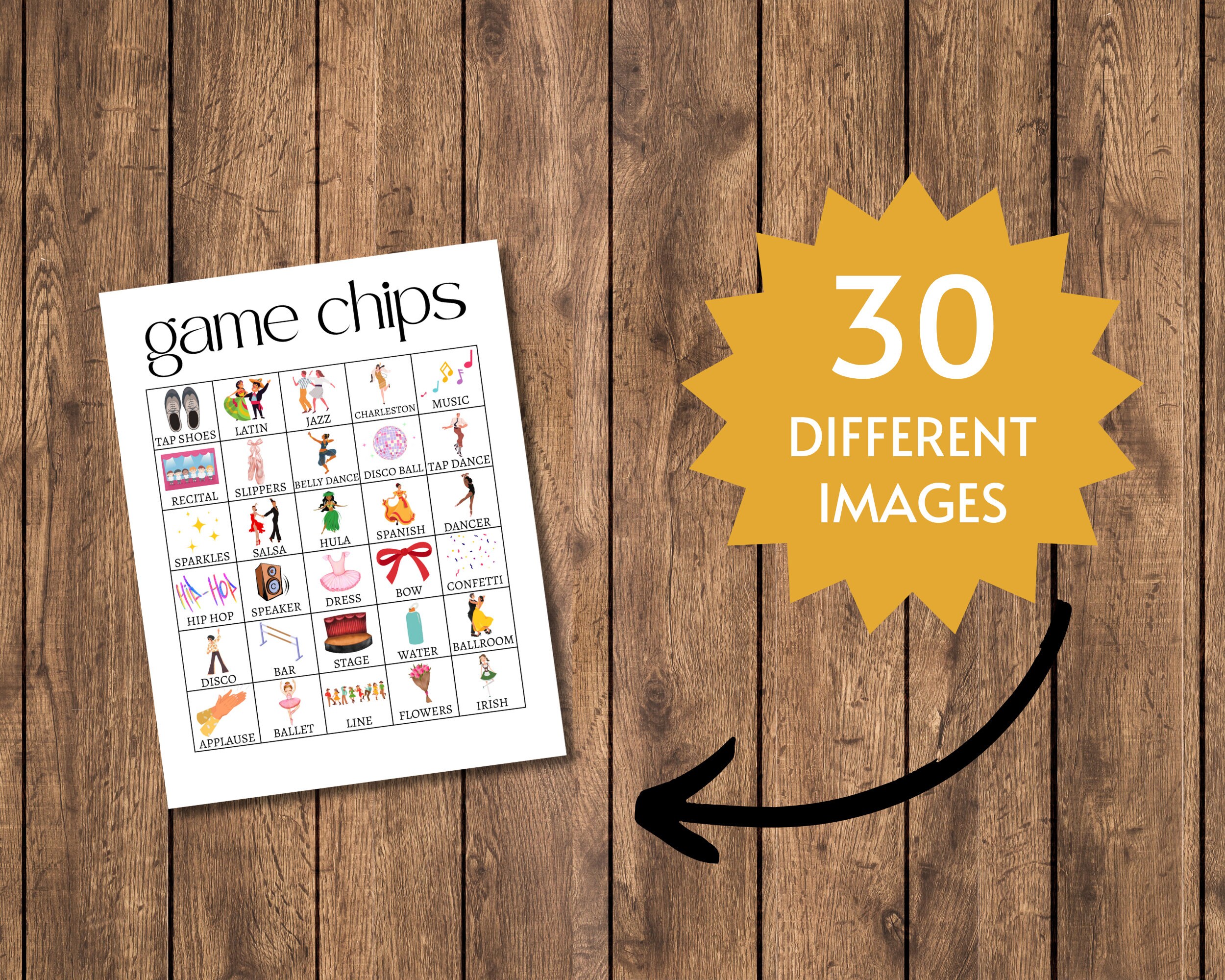 Dance Bingo Cards, Printable Dancer Party Game for Kids, Teens, and ...