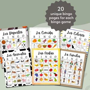 Spanish Bingo Games Bundle, Printable Spanish Learning Activity for ...