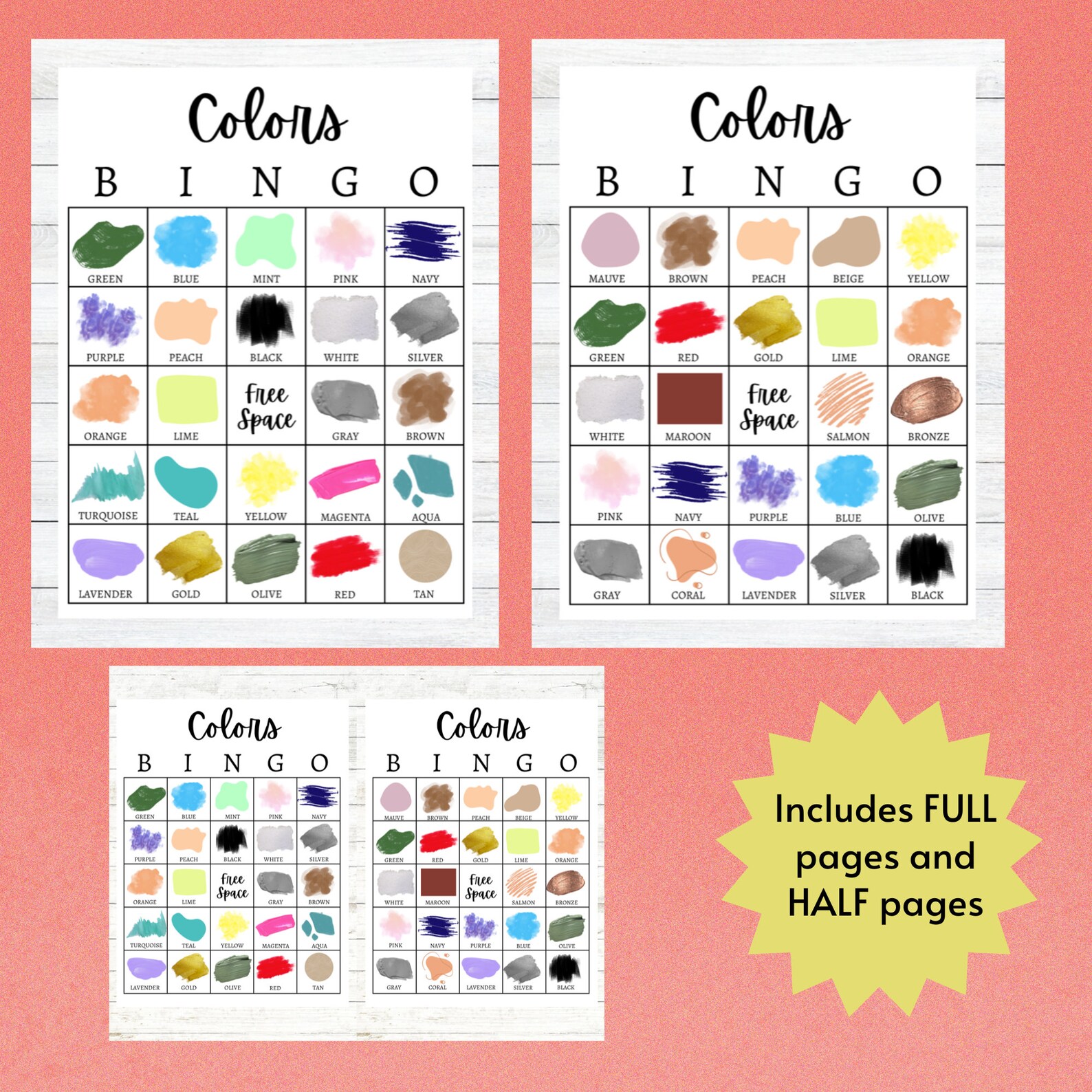 Color Bingo Cards, Colors Learning Game for Kids, Learning Colors - Etsy