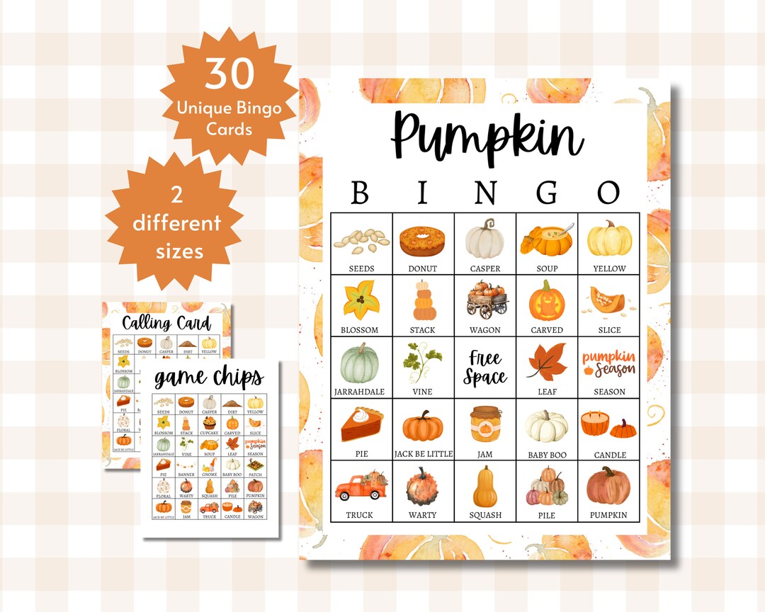 Pumpkin Bingo Cards, Printable Fall Party Game for Kids, Teens, and ...