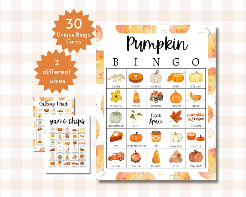 Pumpkin Bingo Cards, Printable Fall Party Game for Kids, Teens, and ...