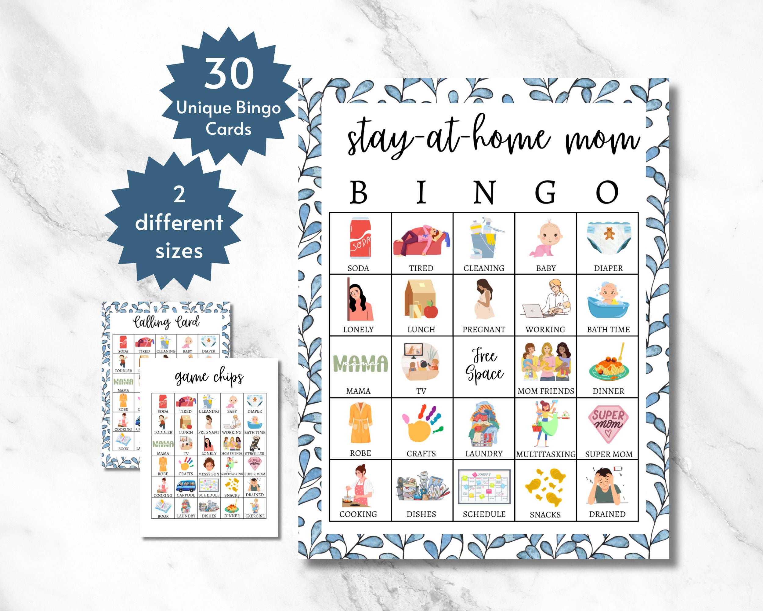 Stay-at-home Mom Bingo, Printable Mom Group Party Game, Ladies Night ...