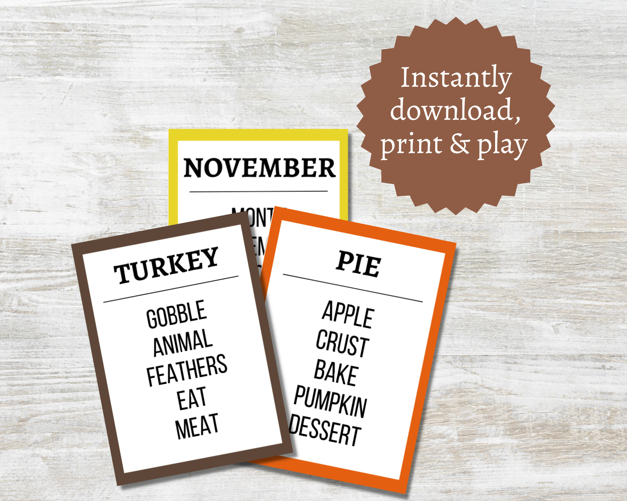 Thanksgiving Taboo Game, Printable Fall Activity, Thanksgiving Party ...